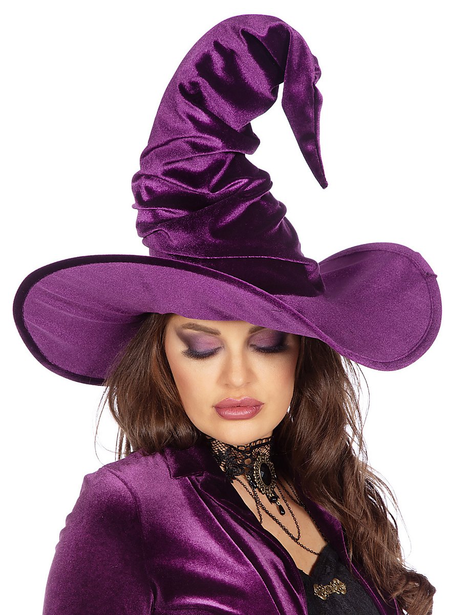 Purple Velvet Witch Hat - maskworld.com