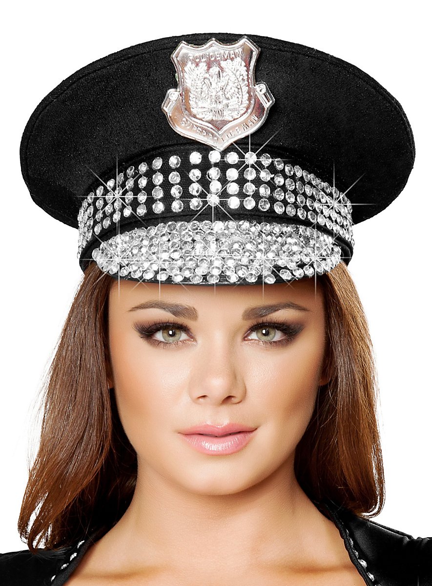 Rhinestone Police Hat - maskworld.com