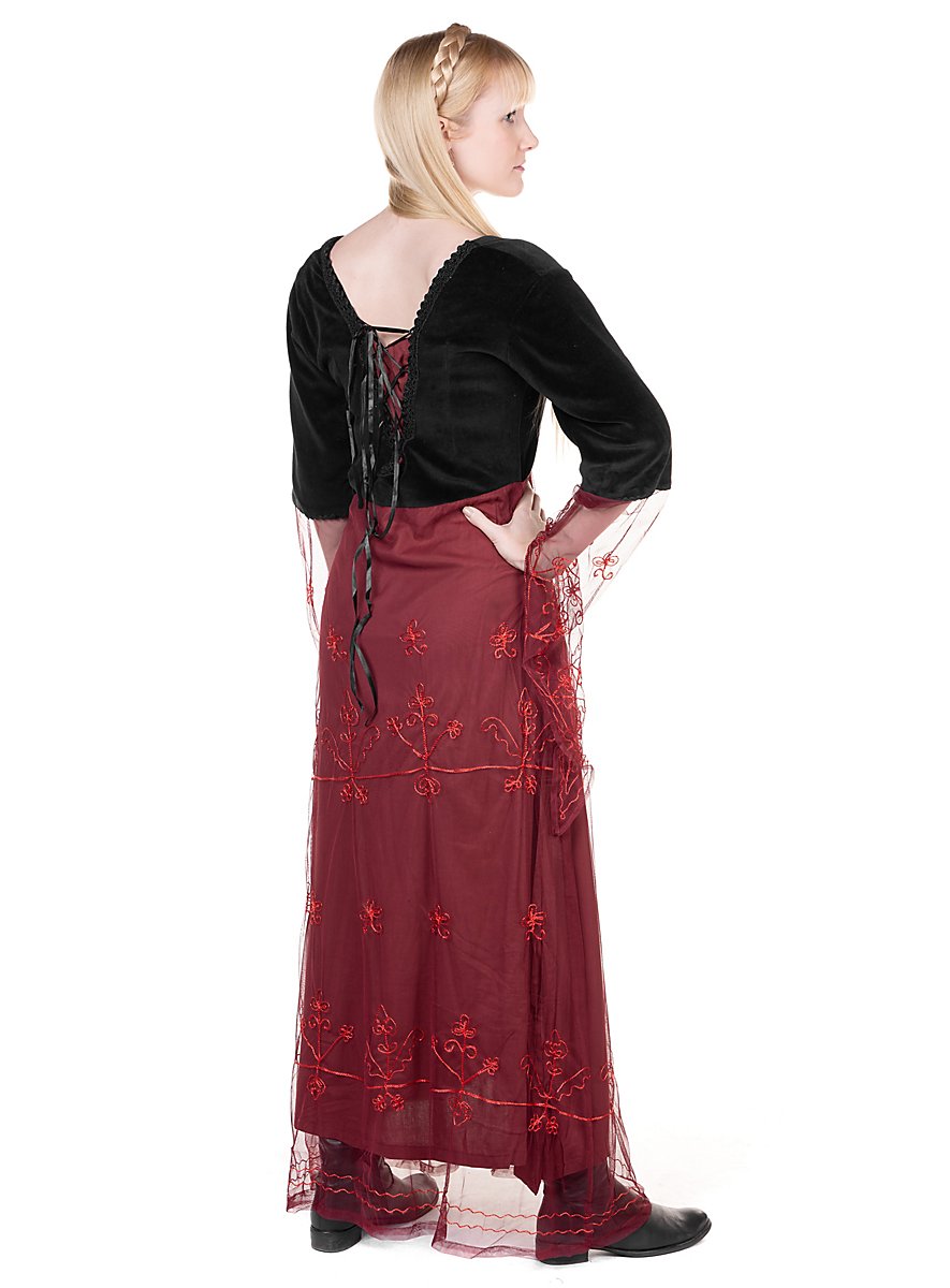 Robe Renaissance en tulle rouge et noir - maskworld.com