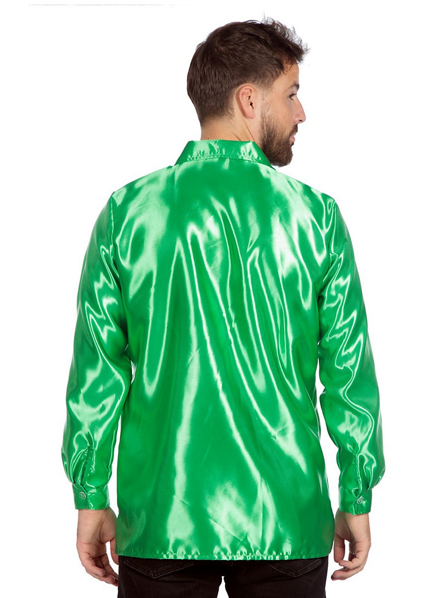 Satin ruffle shirt green - maskworld.com
