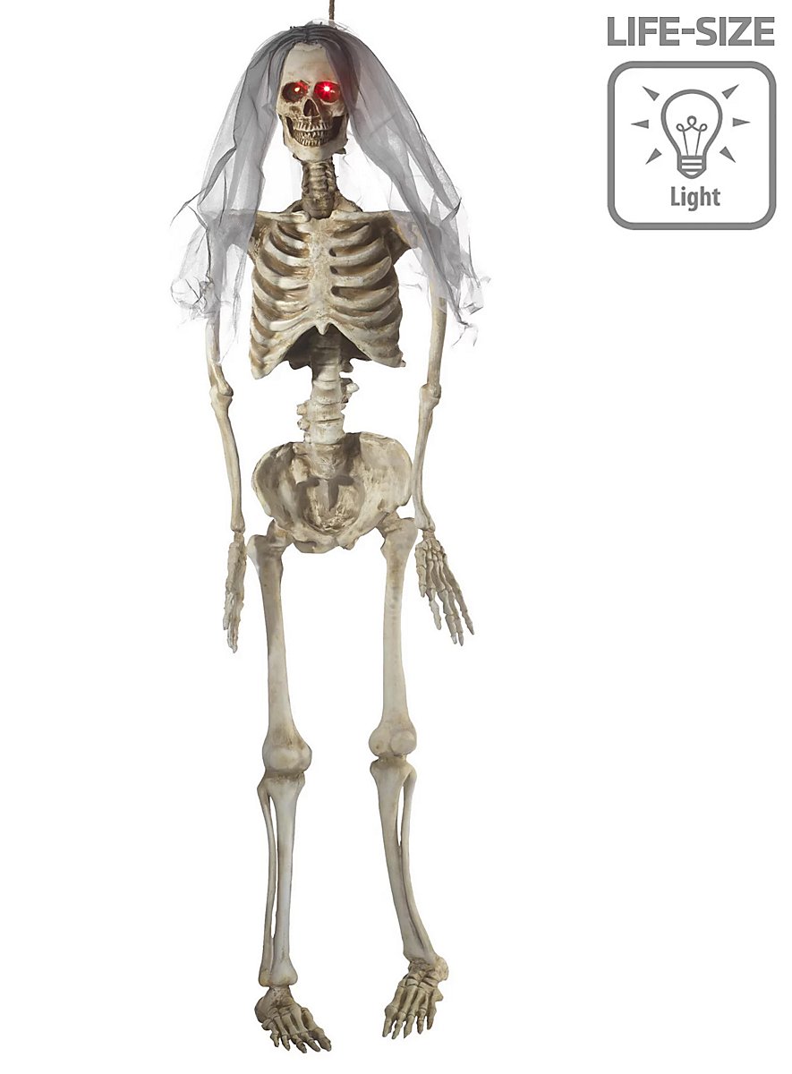Skeleton bride hanging decoration with light effect - maskworld.com