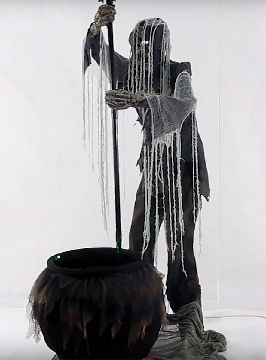 Skeleton Demon With Boiling Cauldron - Halloween Decoration With Sound ...