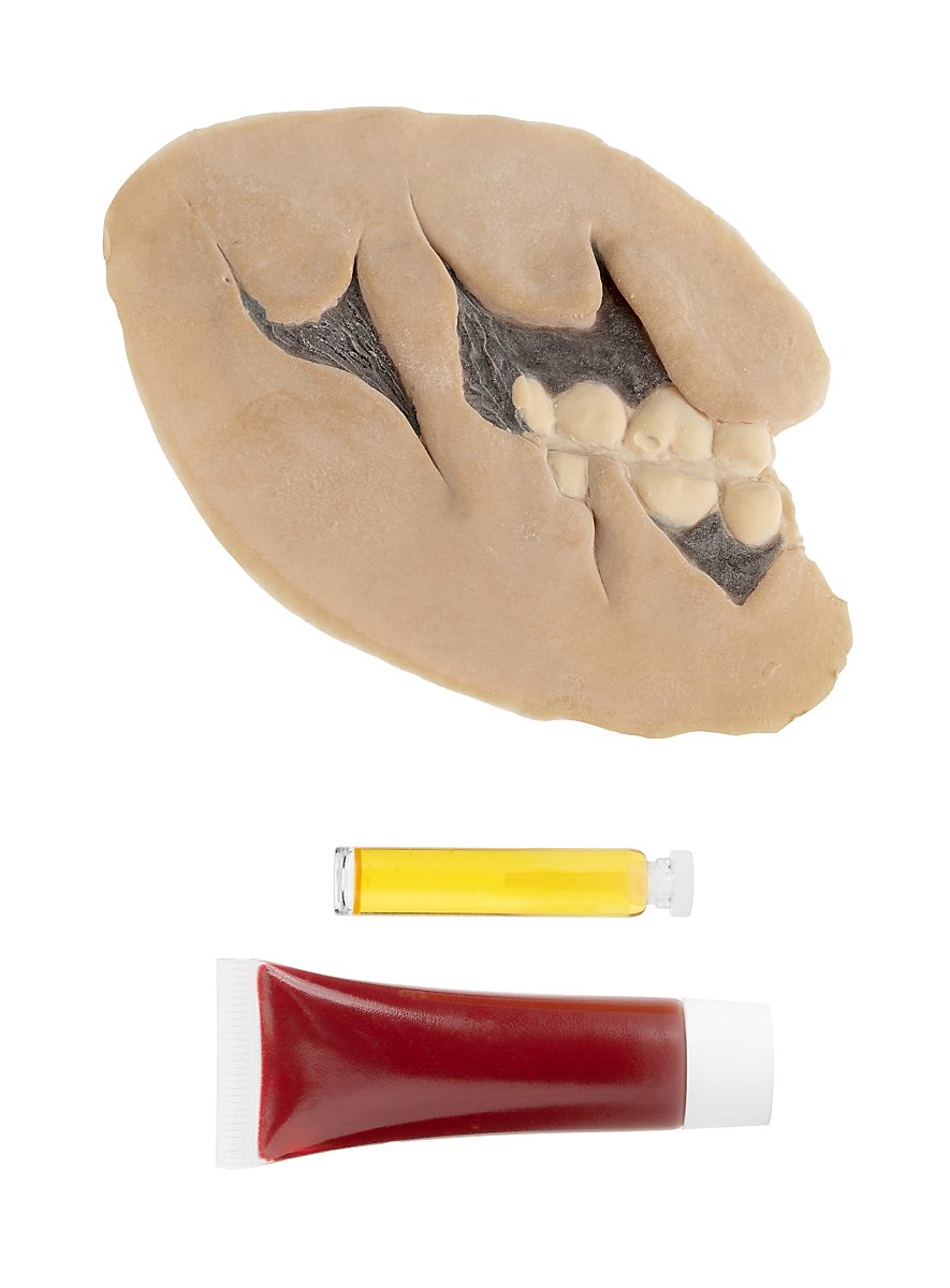 Slashed Zombie Mouth Latex Prosthetic Piece - maskworld.com