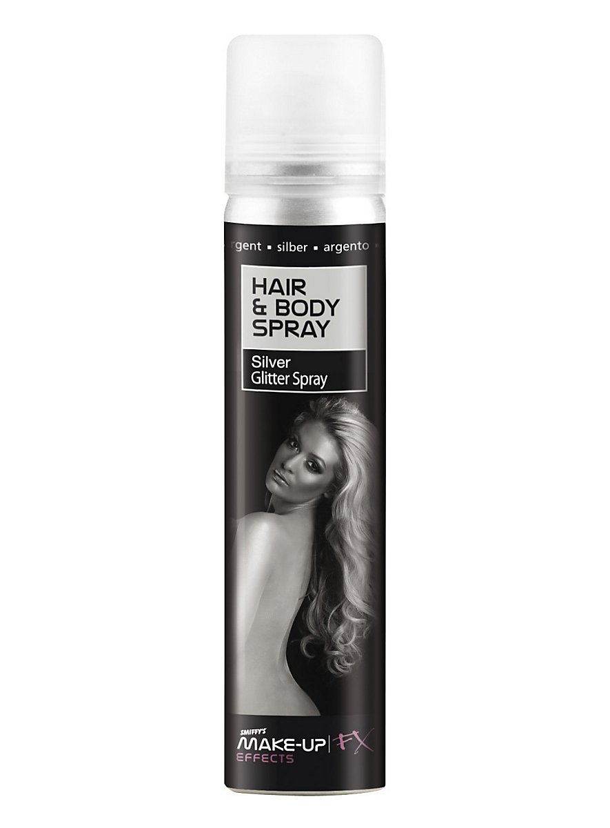 Spray per capelli e corpo glitterato argento - maskworld.com