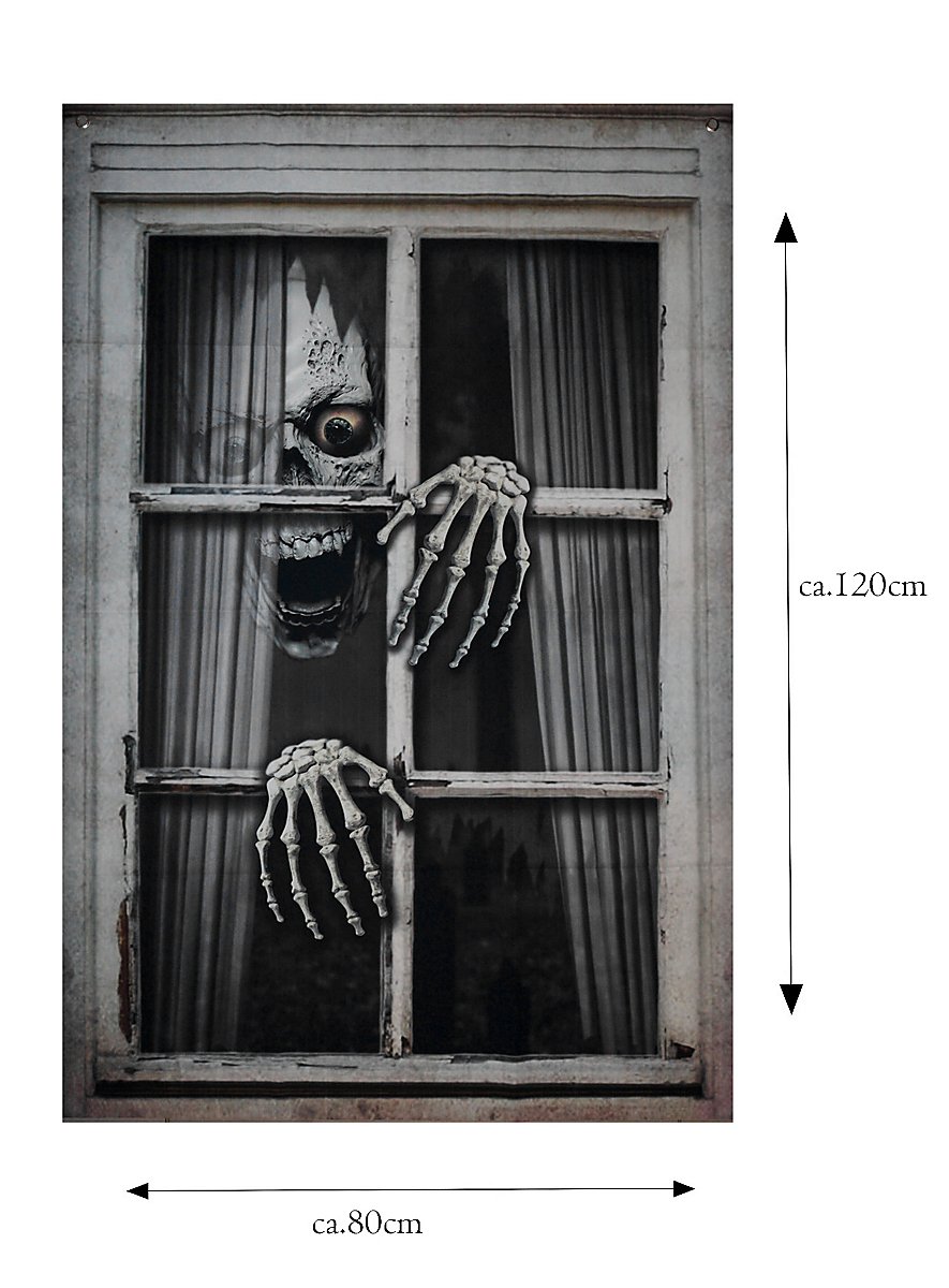 Squelette de monstre Décoration de fenêtre pour Halloween - maskworld.com