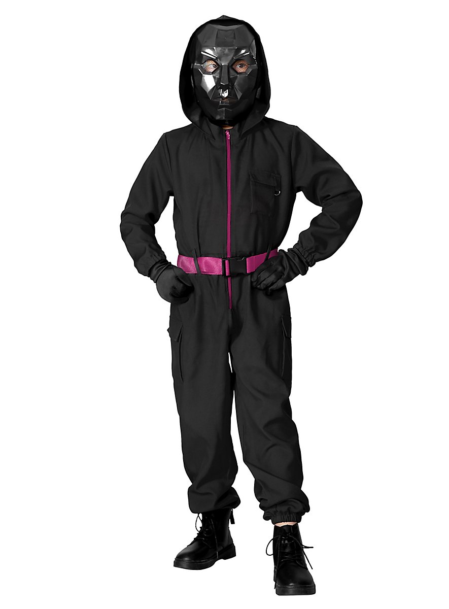 Squid Game – Masked Officer Costume for Kids Black - maskworld.com