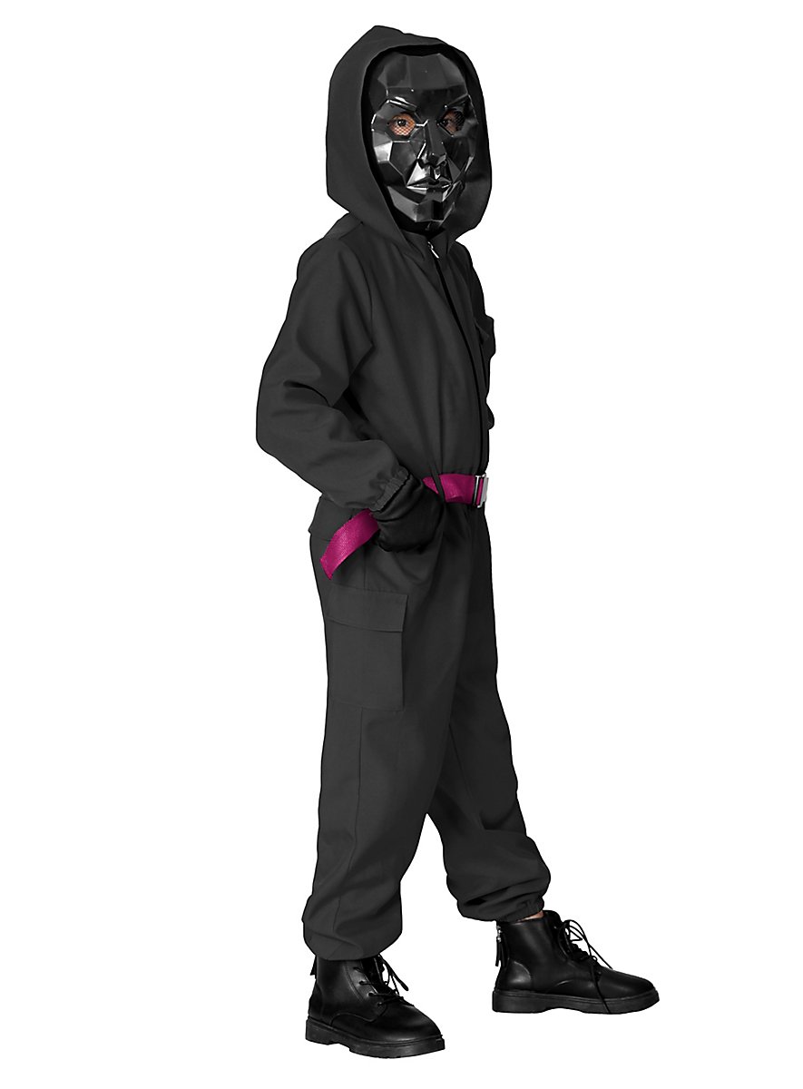 Squid Game – Masked Officer Costume for Kids Black - maskworld.com