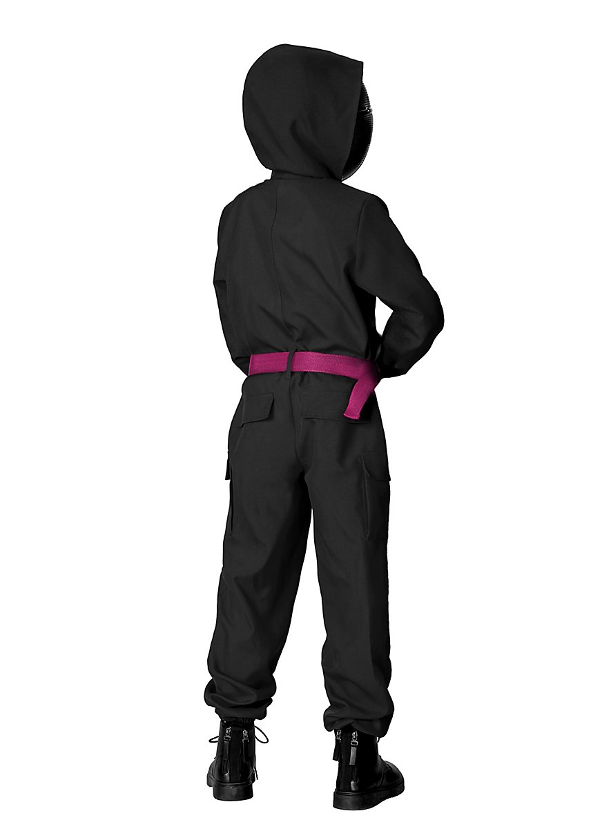 Squid Game – Masked Officer Costume for Kids Black - maskworld.com