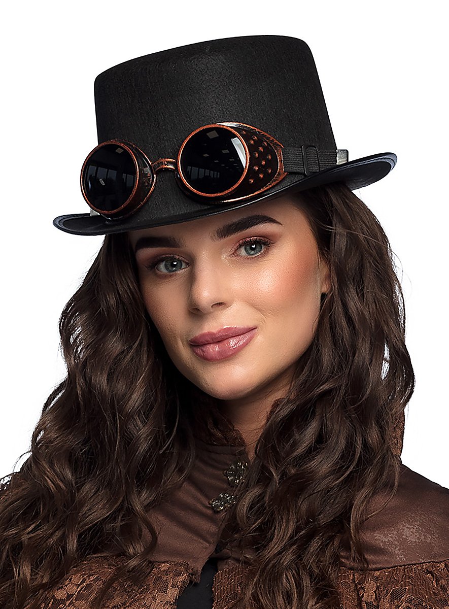 Steampunk coachman's hat with glasses - maskworld.com