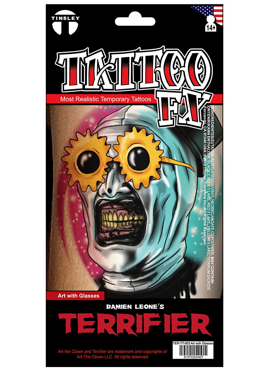 Terrifier - Art With Fun Glasses Adhesive Tattoo - maskworld.com