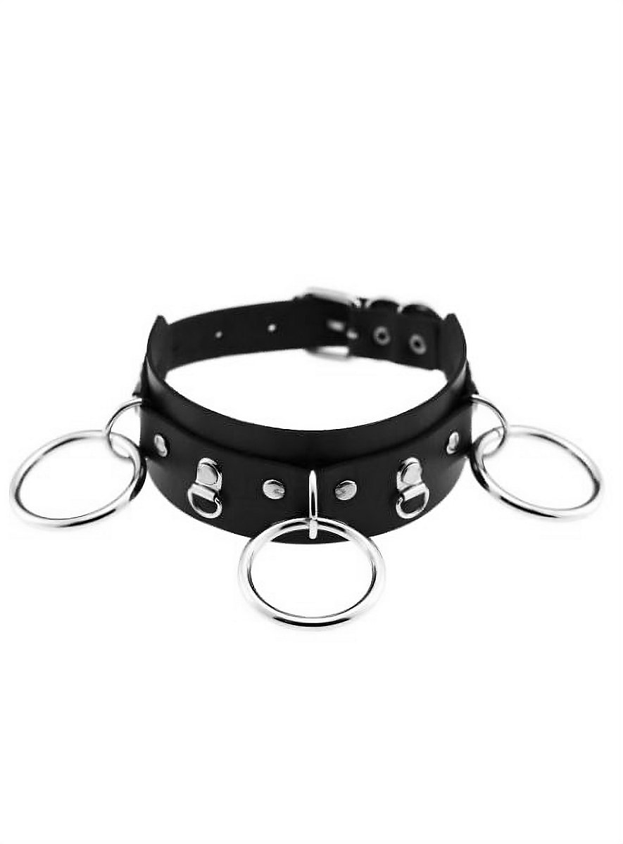 Triple O-Ring Fetish Collar - maskworld.com