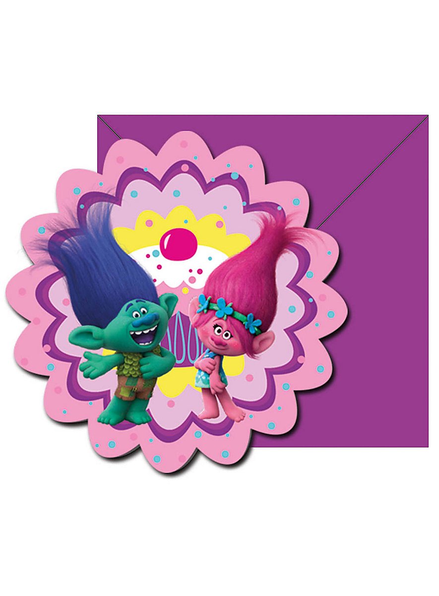 Trolls invitation cards 6 pieces - maskworld.com