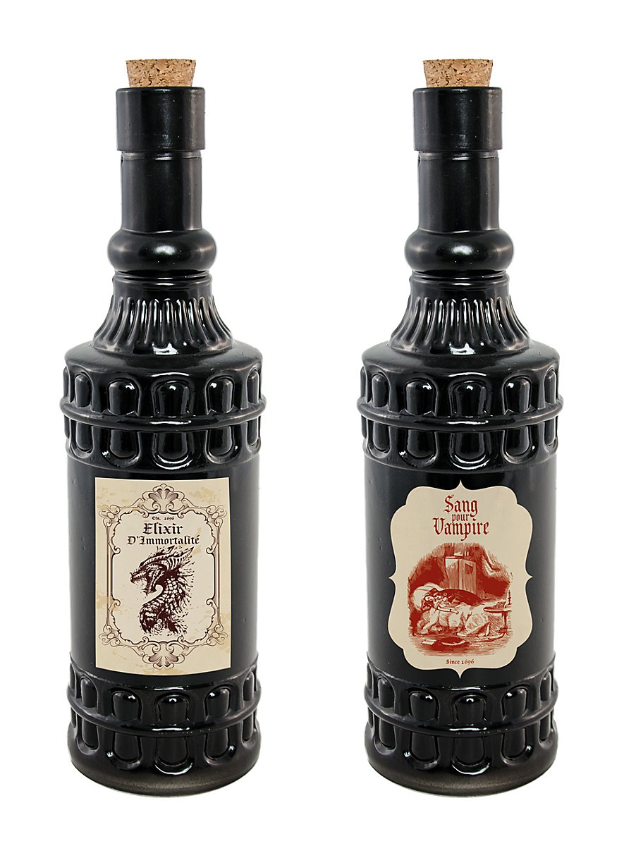Two Black Elixir Bottles Halloween Decoration - maskworld.com