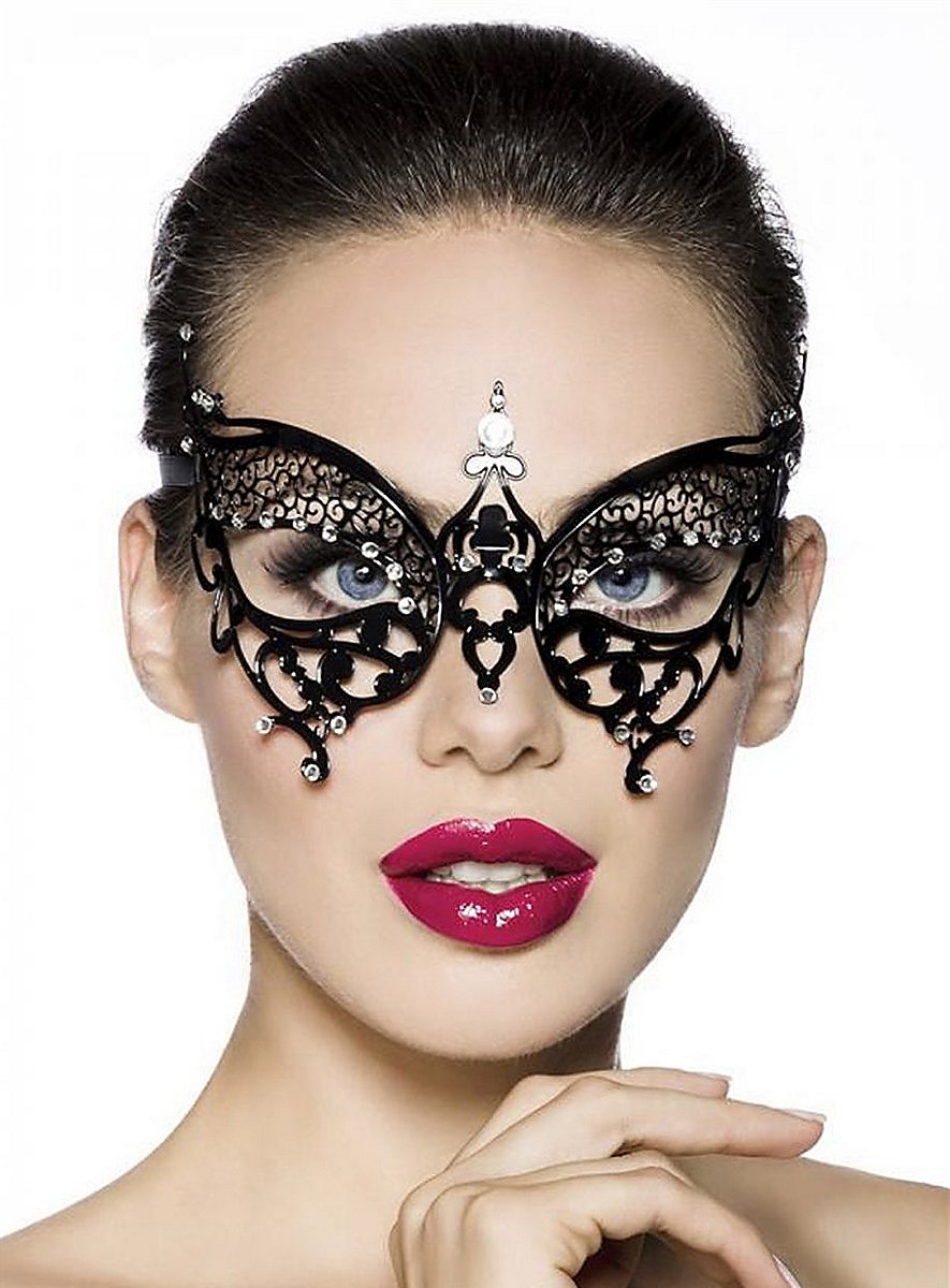 Venetian metal mask Farfalla nero - maskworld.com