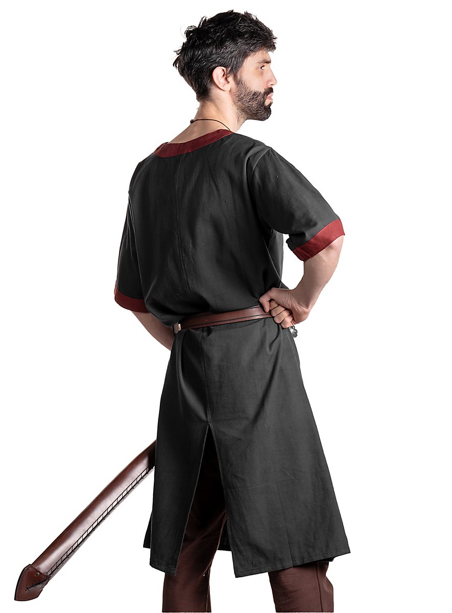 Viking Short-Sleeved Tunic with black-red Trim - maskworld.com
