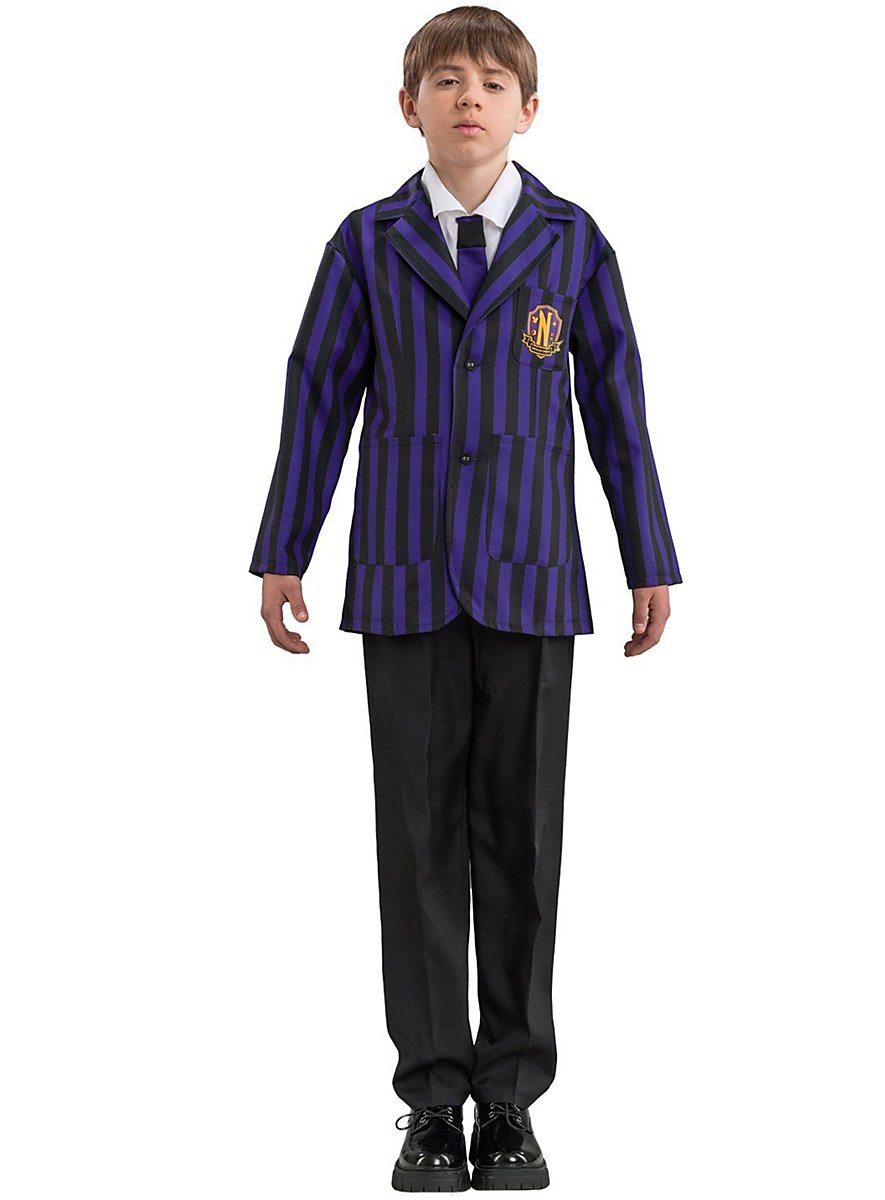 Wednesday school uniform black purple for boys - maskworld.com