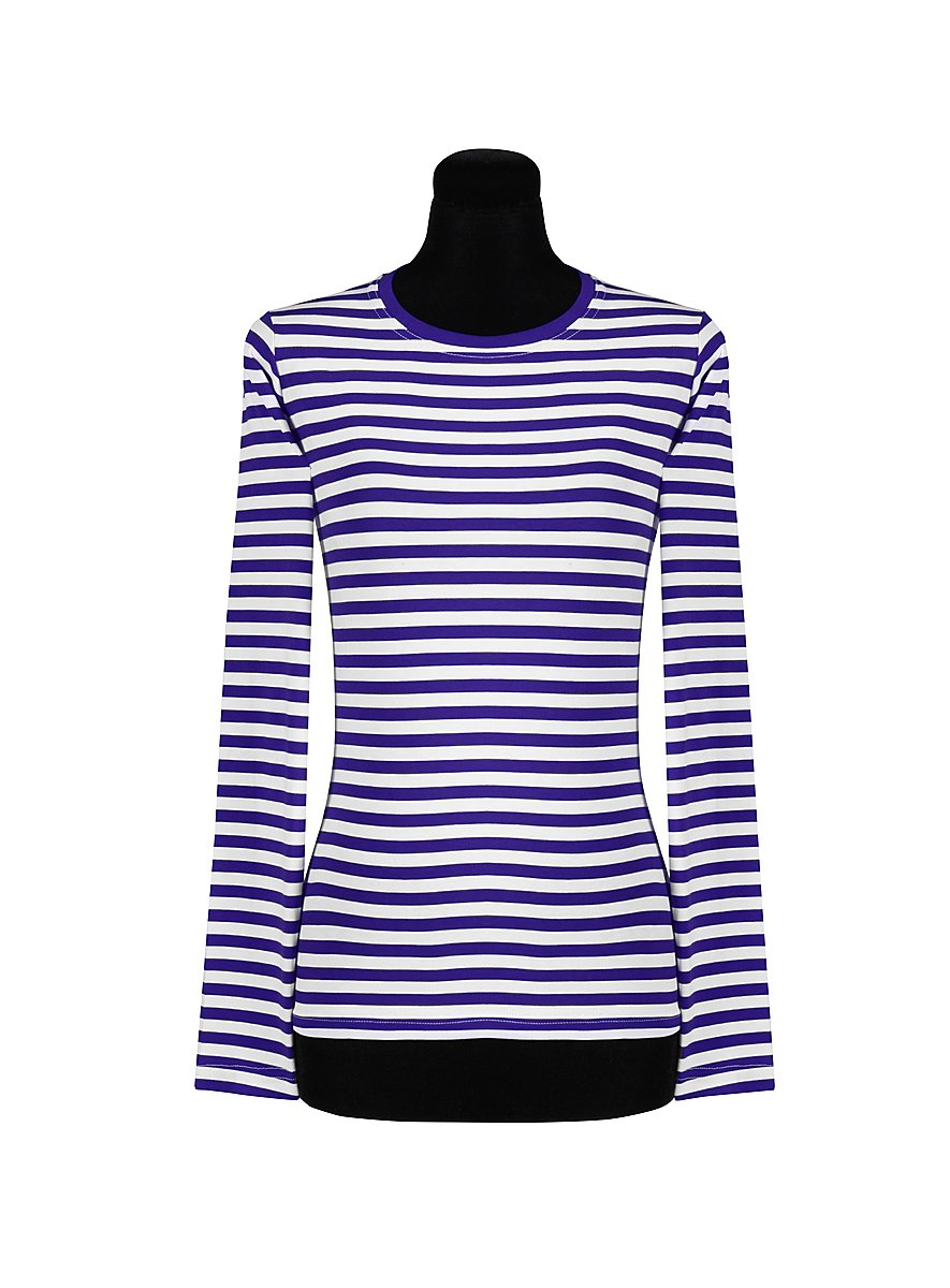 Womens Striped Shirt Long Sleeve Blue And White Suitable For