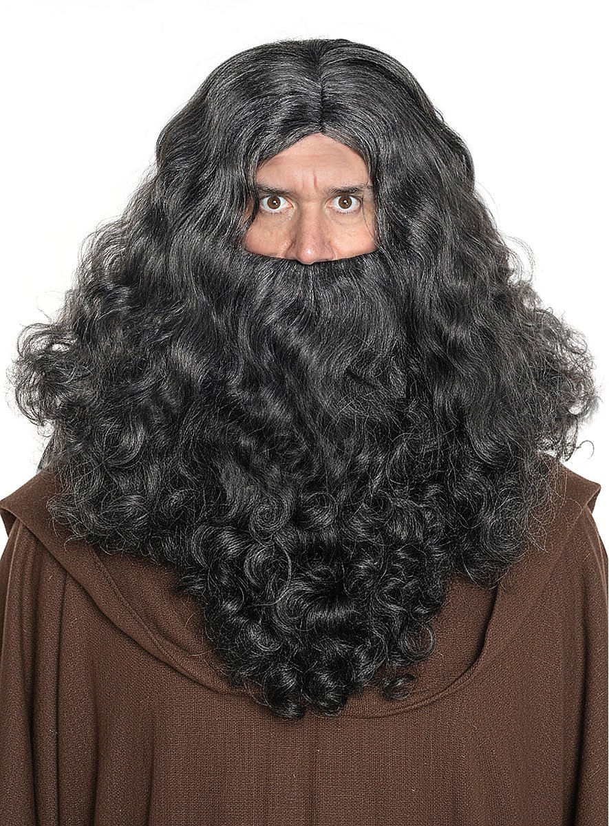 Zwartgrijze dwergpruik & baard - maskworld.com